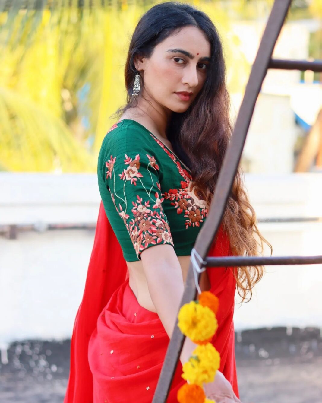 Megha Shukla beauty in traditional red saree - JSWTV.TV