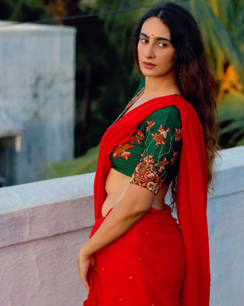 Megha Shukla beauty in traditional red saree - JSWTV.TV