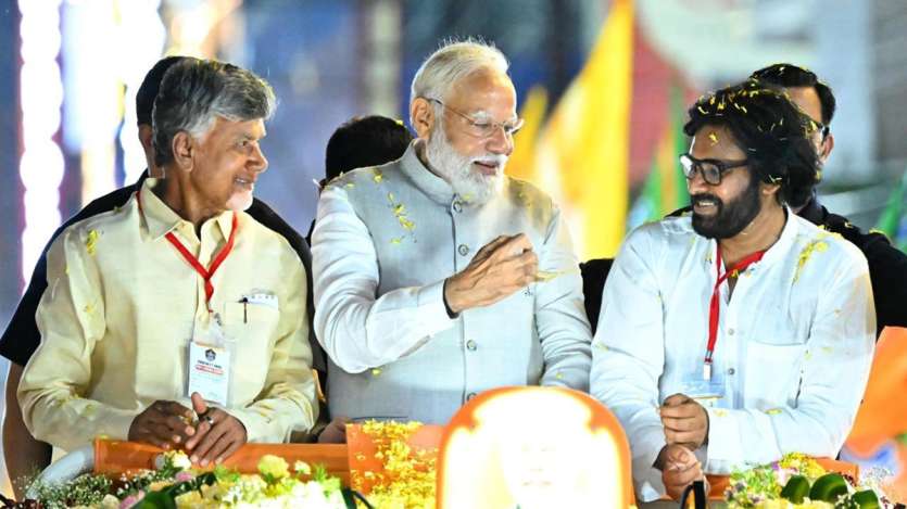 AP Elections 2024: Modi, Chandrababu, and Pawan Kalyan road show in Vijayawada, pictures here ...